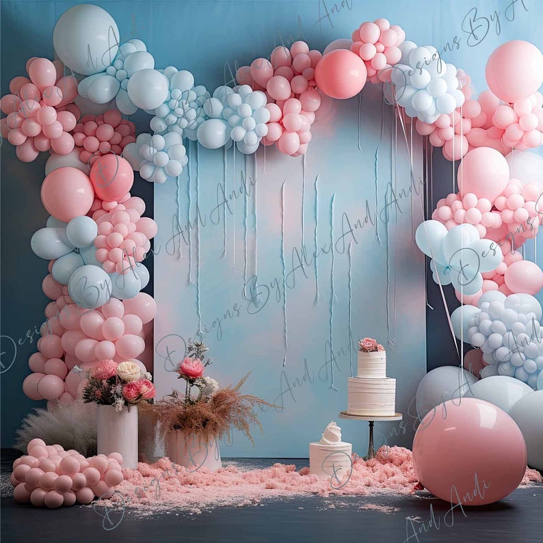 Gender Reveal Party Digital Backdrop Overlay Background Wedding ...