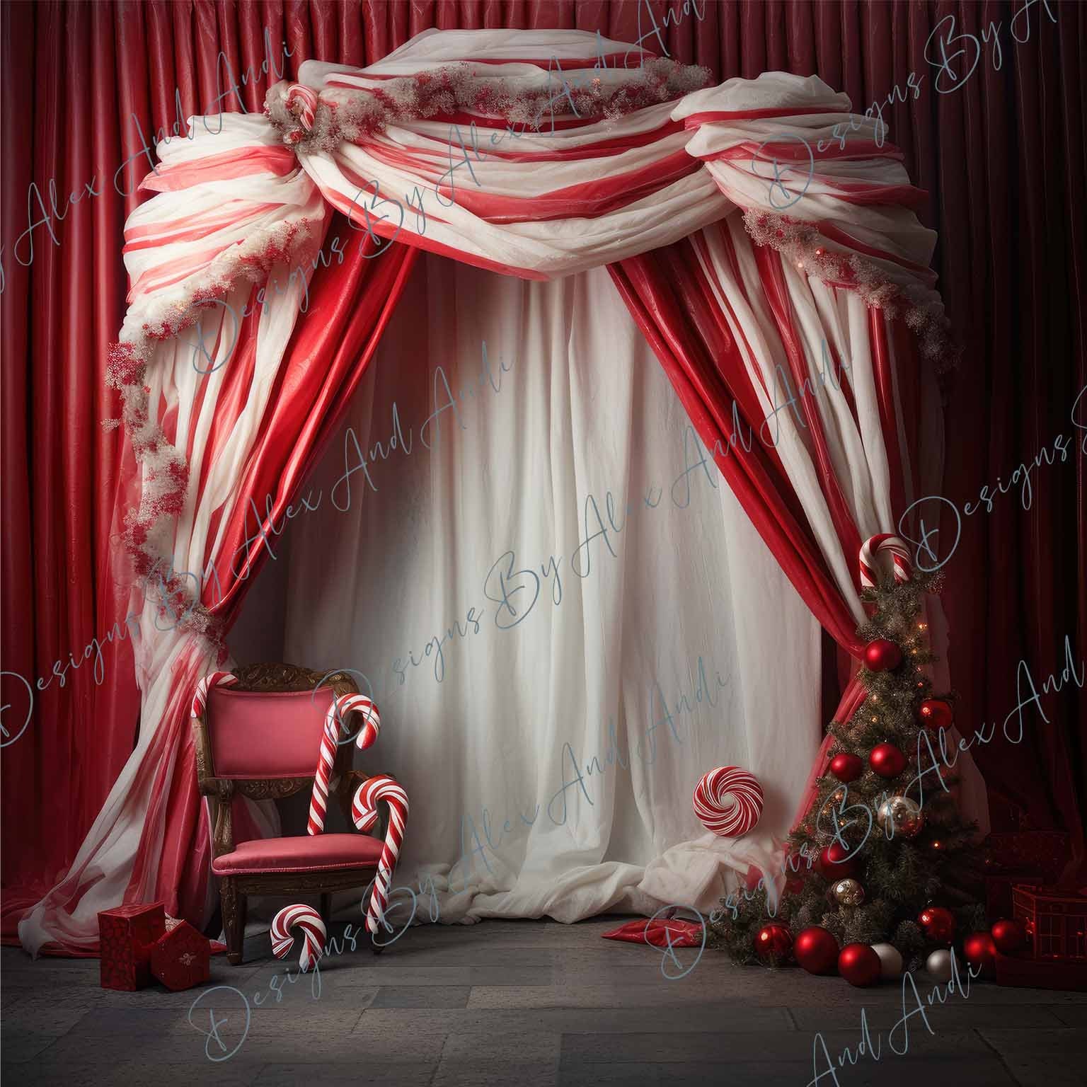 Candy Cane Studio Digital Backdrop Overlay Background Birthday Home ...