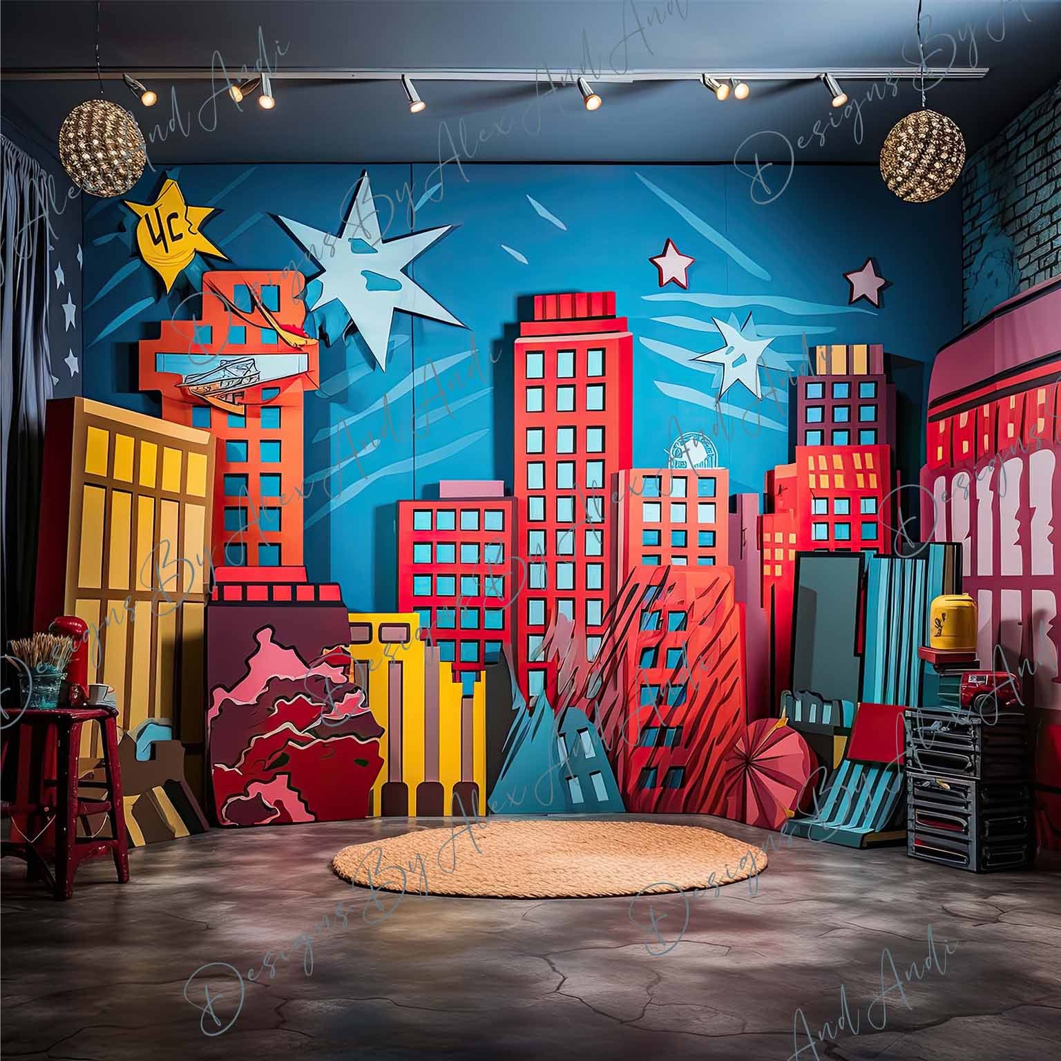 Superhero Digital Backdrop Overlay Wedding Sweet 16 Background Birthday ...