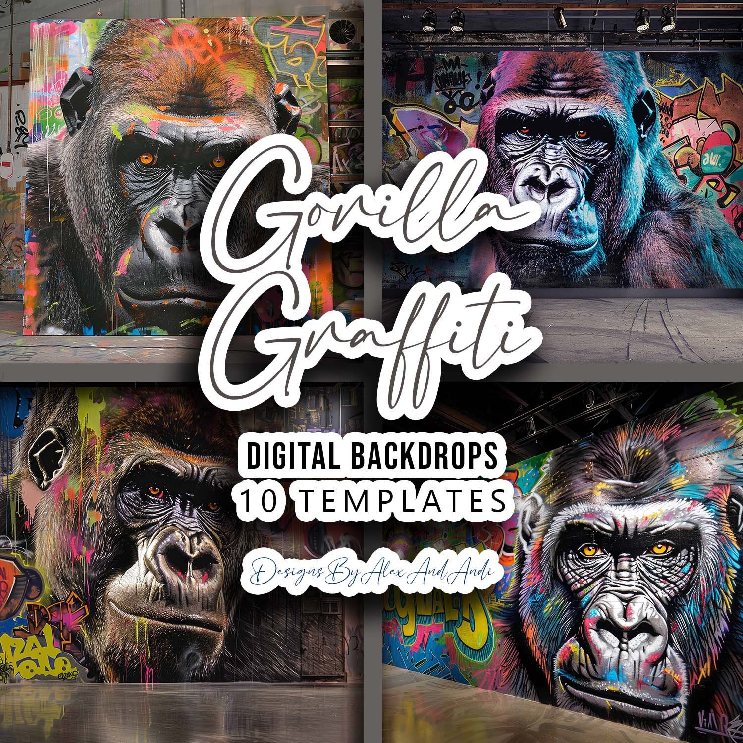 Gorilla Graffiti Digital Overlay Backdrop Background Event Photo ...