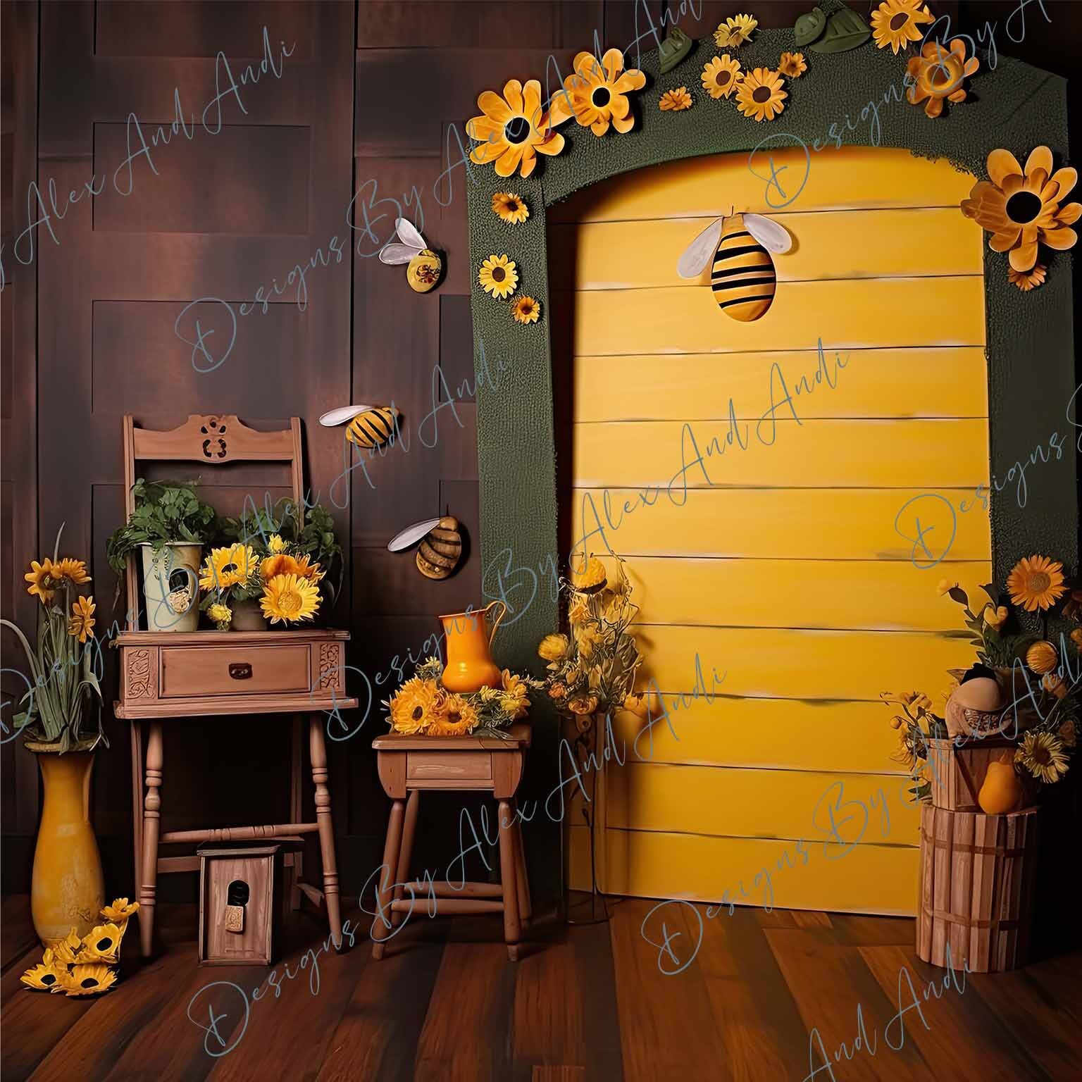 Bumble Bee Backdrop Background Digital Photo Shoot Picture Prop Event ...