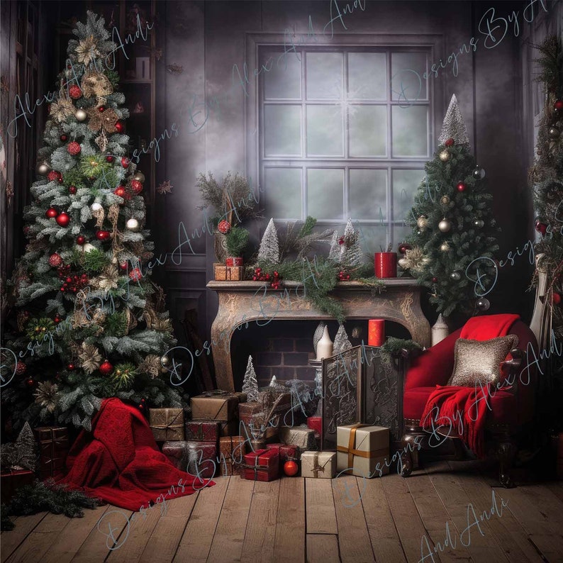 Elegant Christmas Tree Digital Backdrop Overlay Background Holiday ...
