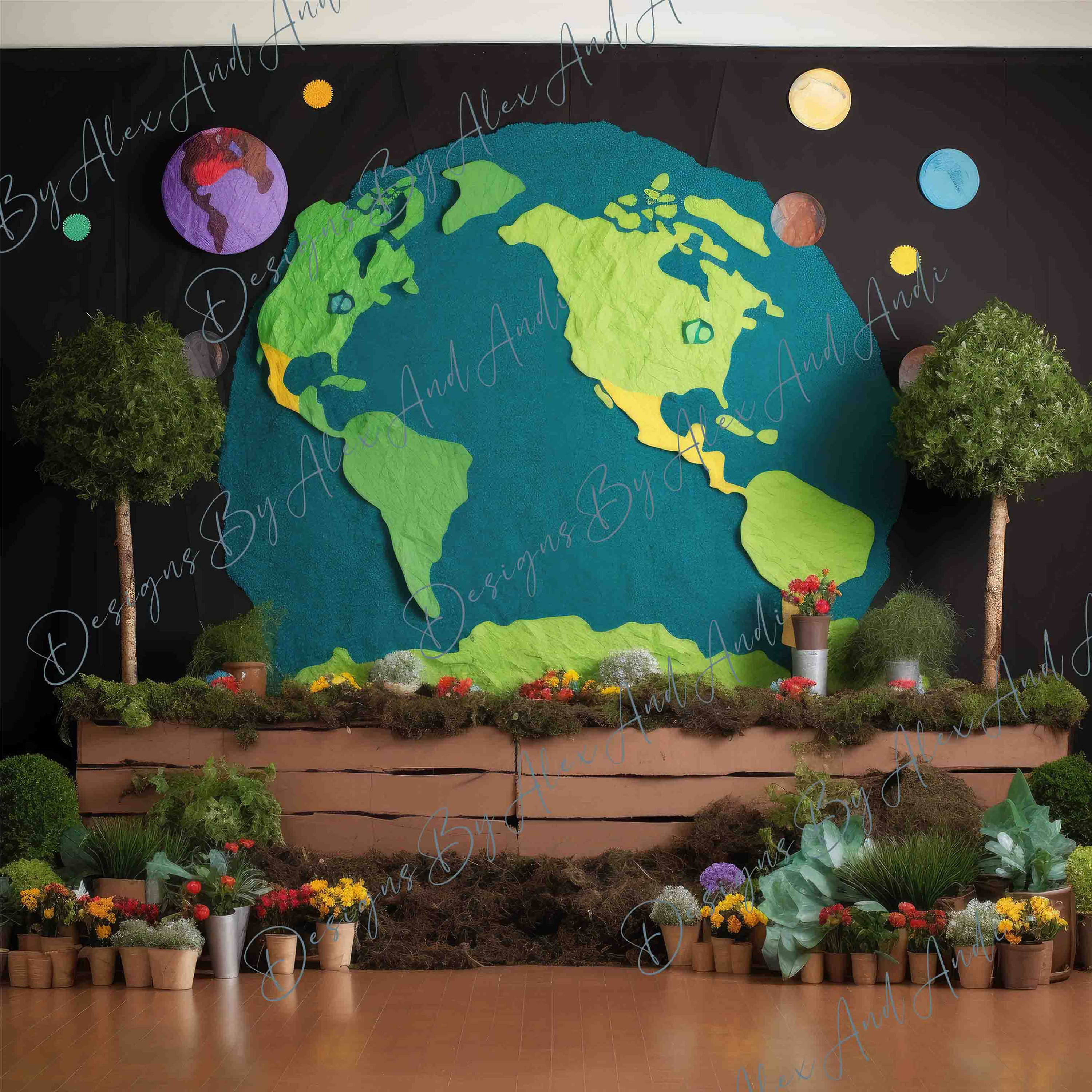 Earth Day Backdrop Background Digital Photo Shoot Studio Children ...