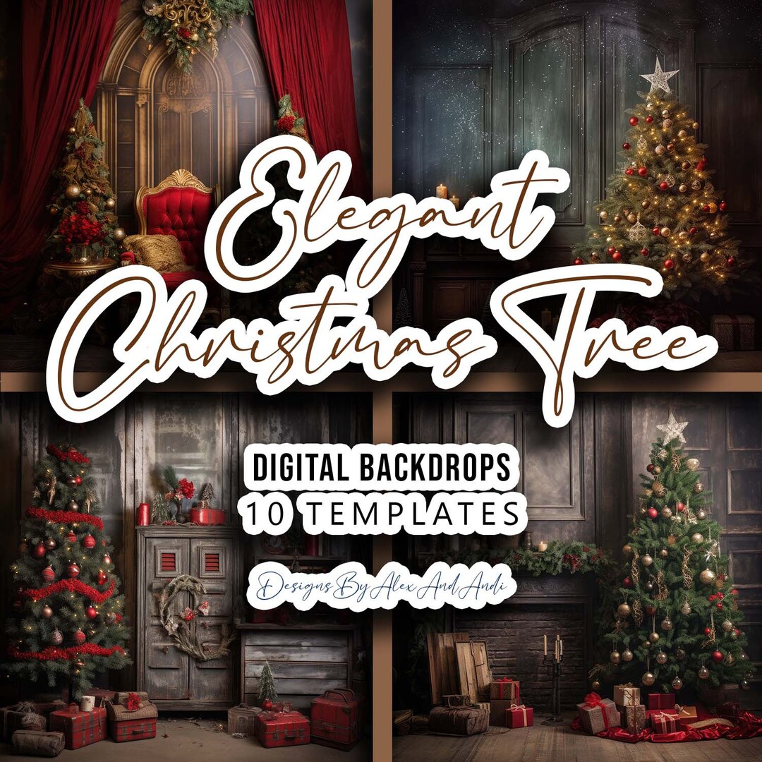 Elegant Christmas Tree Digital Backdrop Overlay Background Holiday ...
