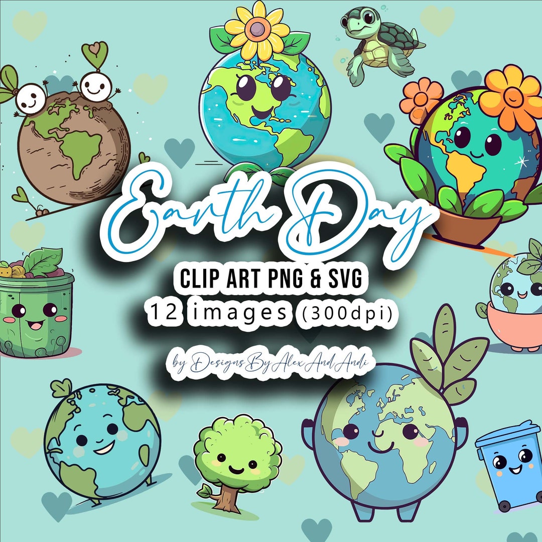 Earth Day Clip Art PNG SVG Digital Image Globe World Sustainable Earth ...
