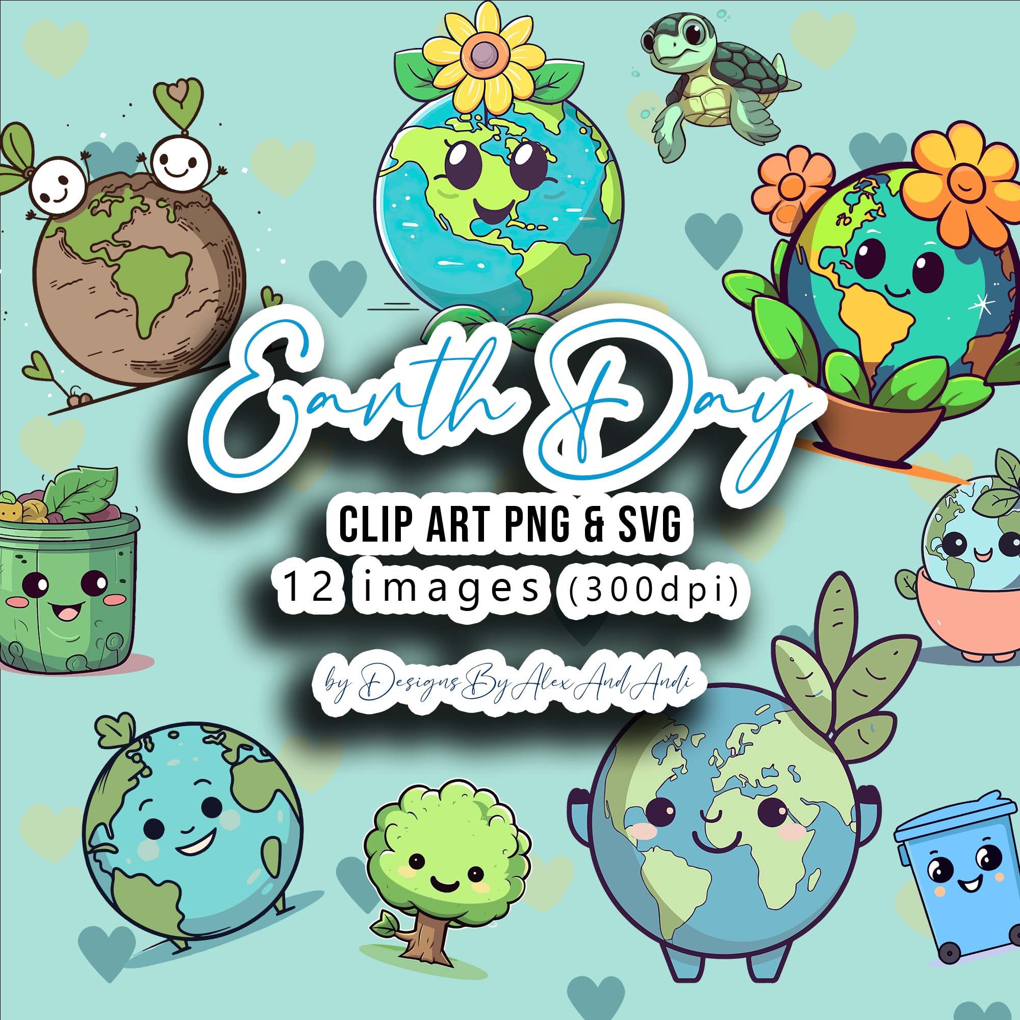 Earth Day Clip Art PNG SVG Digital Image Globe World Sustainable Earth ...