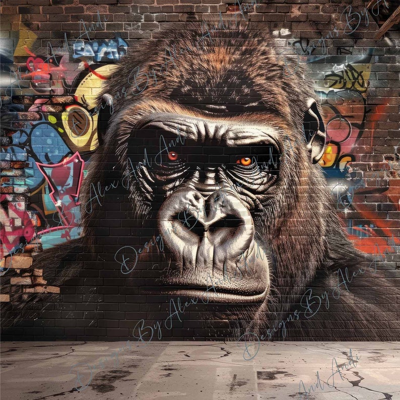 Gorilla Graffiti Digital Overlay Backdrop Background Event Photo ...