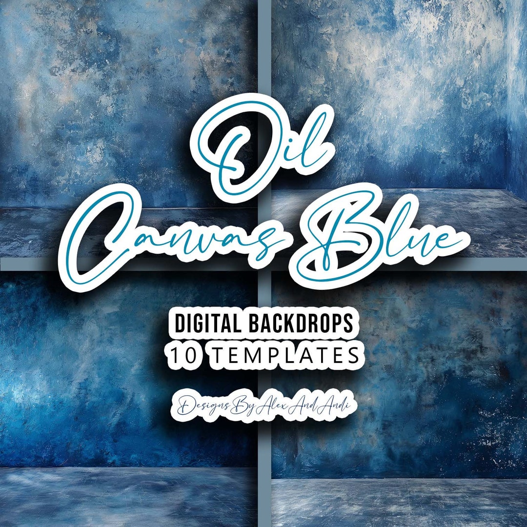 Oil Canvas Blue Digital Backdrop Overlay Background Photo Wedding Party ...