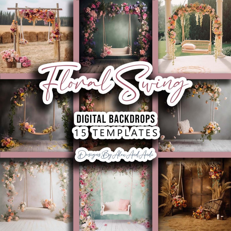 Floral Swing Backdrop Background Digital Photo Shoot Studio Birthday ...