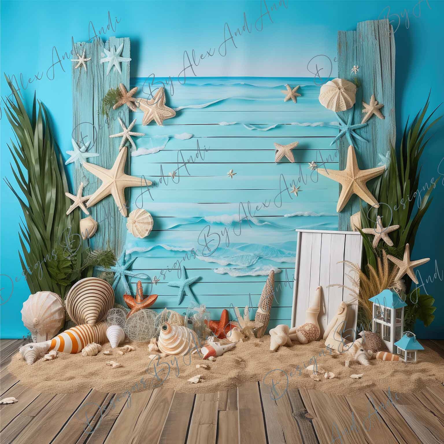 Beach Birthday Backdrop Background Digital Birthday Child Photo Shoot ...