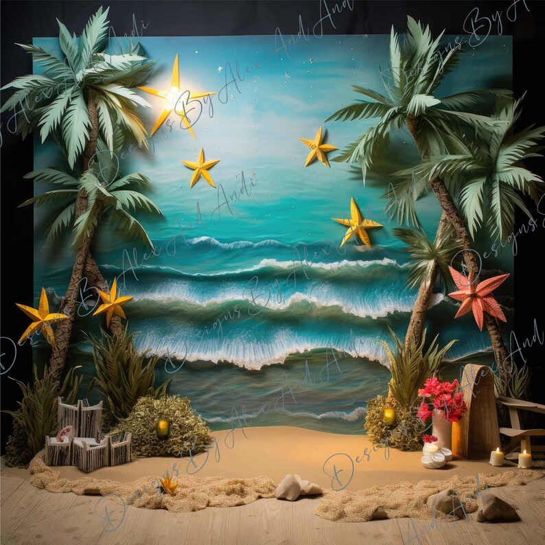 Beach Prop Backdrop Background Digital Birthday Child Photo Shoot ...