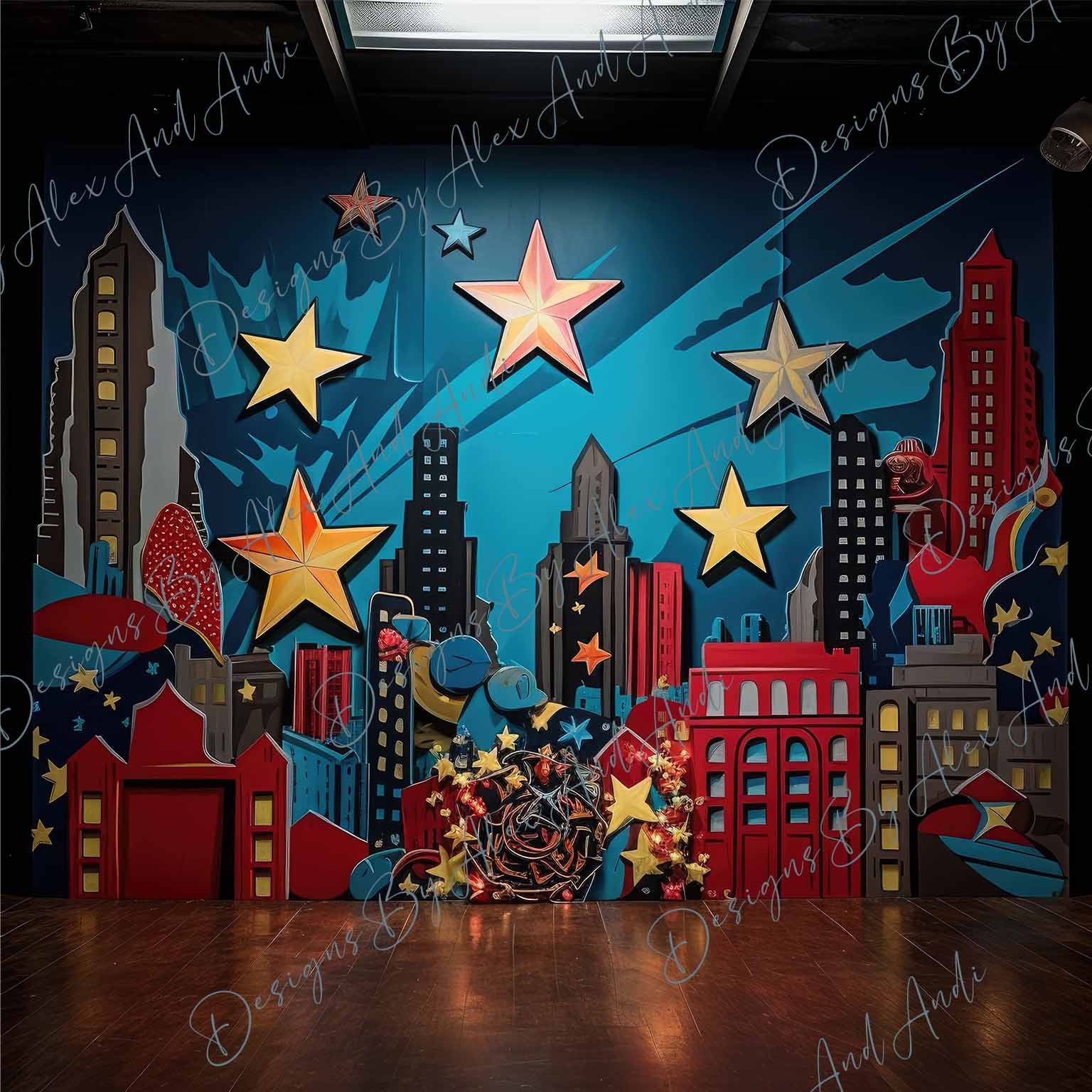 Superhero Digital Backdrop Overlay Wedding Sweet 16 Background Birthday ...