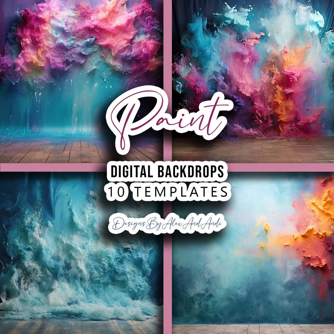 Paint Digital Backdrop Overlay Background Birthday Child Photo Shoot ...