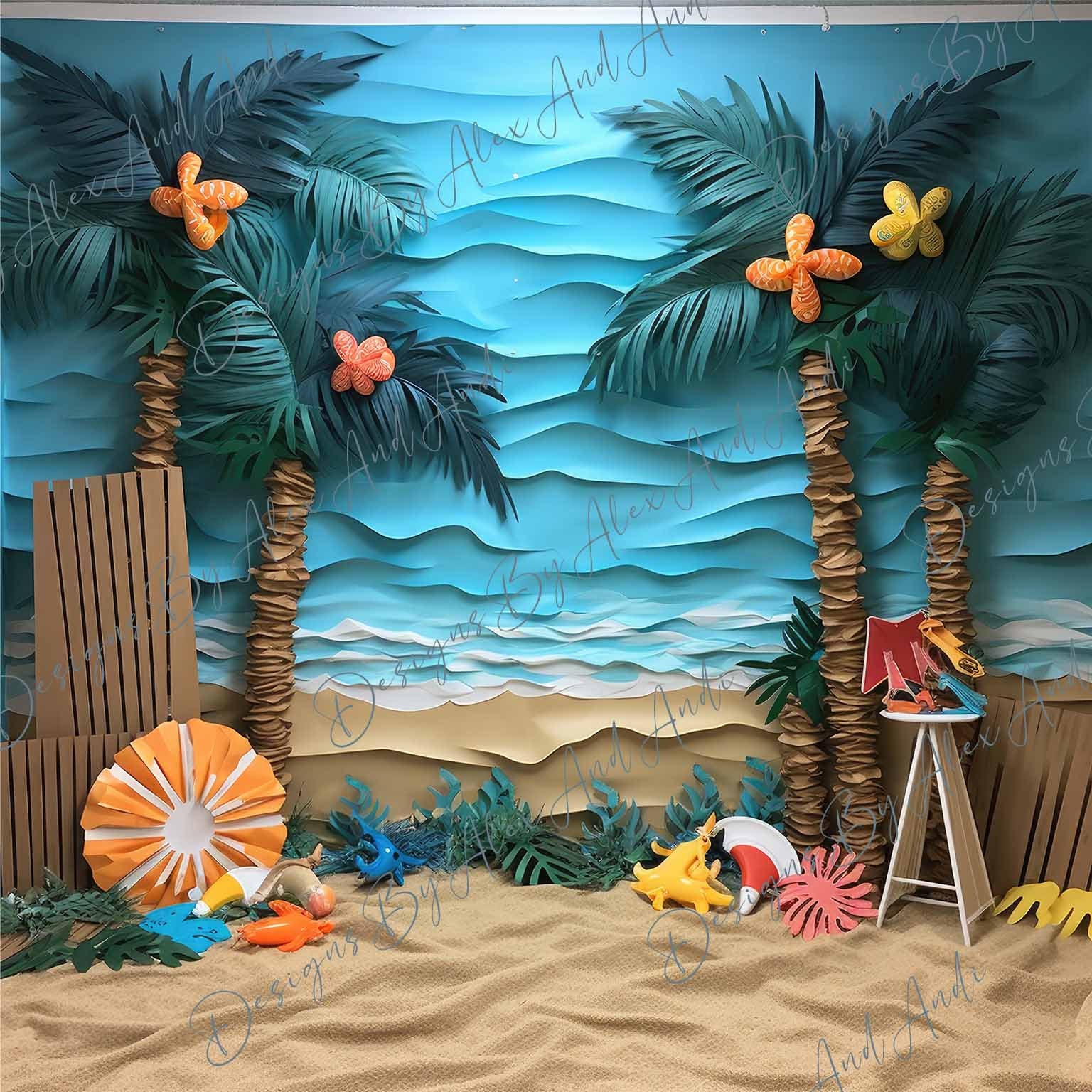 Beach Party Backdrop Background Digital Birthday Child Photo Shoot ...