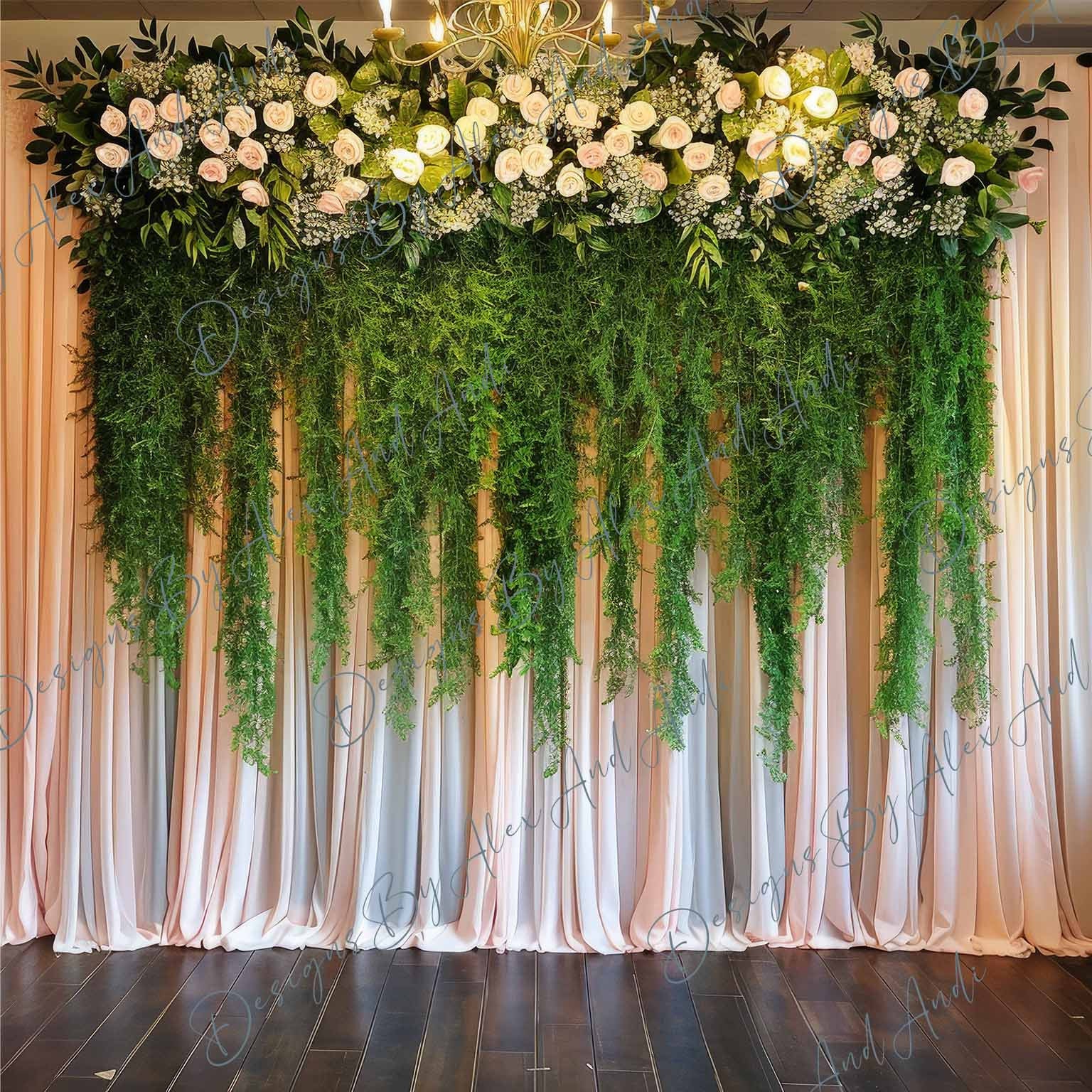 Celebrity Grass Garland Digital Backdrop Garland Background Ceremony ...