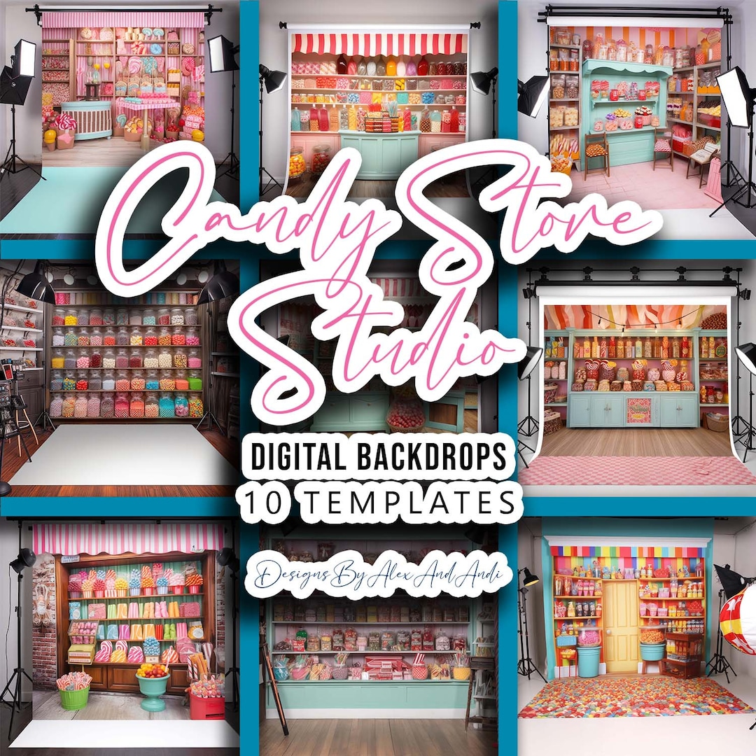 Candy Store Studio Backdrop Background Digital Photo Shoot Picture Prop ...