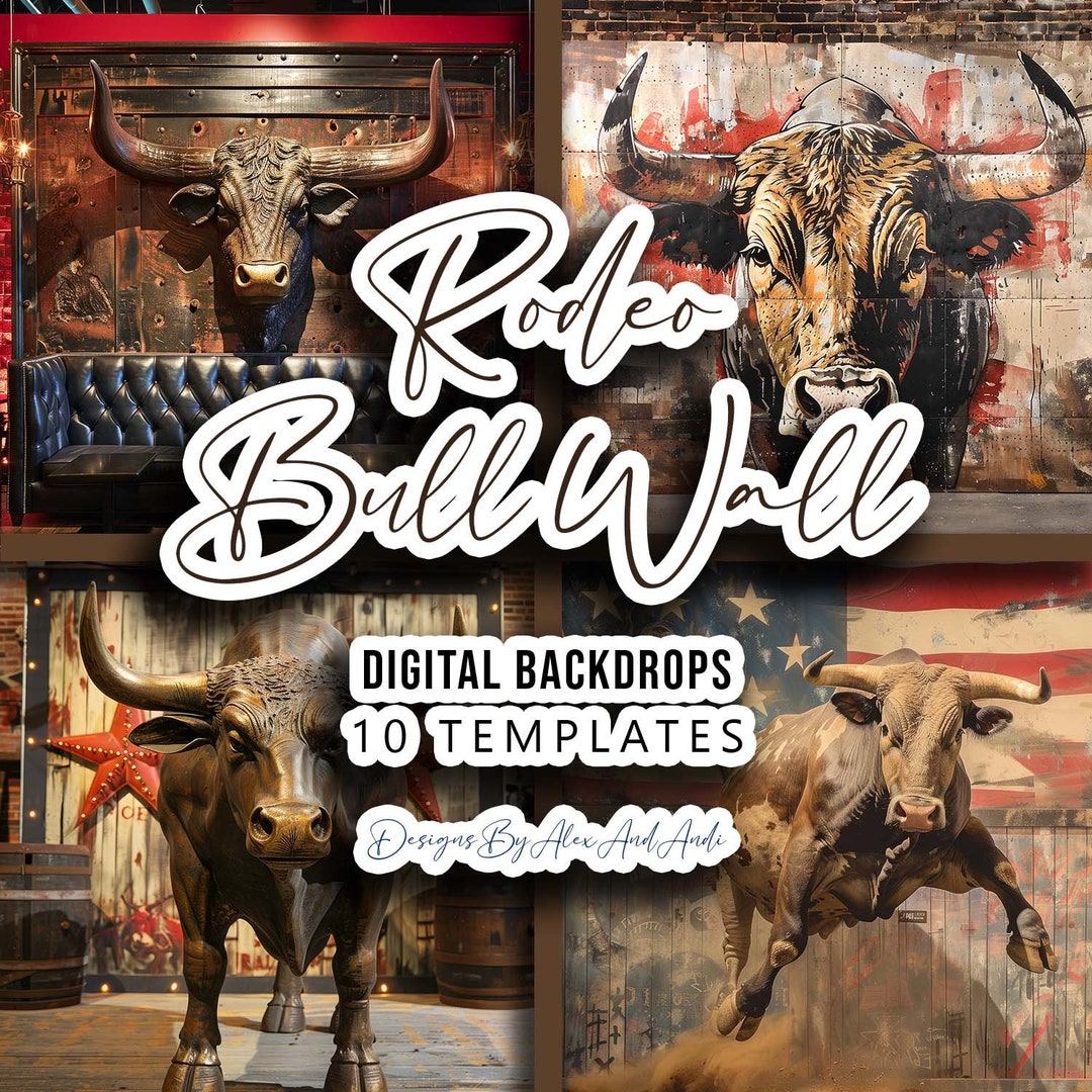 Rodeo Bull Wall Digital Background Backdrop Wedding Overlay Sweet 16 ...