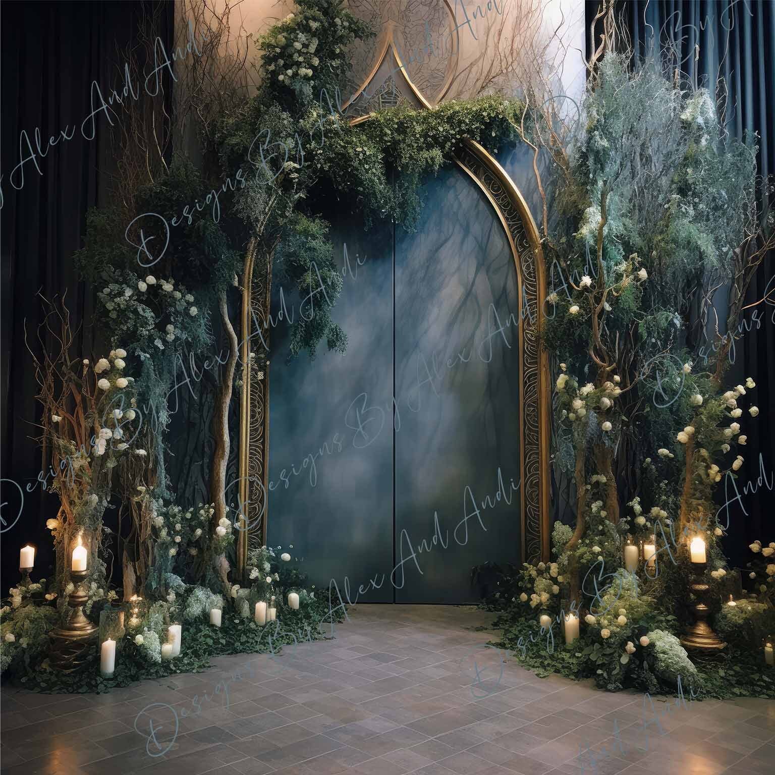 Ceremony Floral Digital Backdrop Ceremonial Backdrop Overlay Wedding ...
