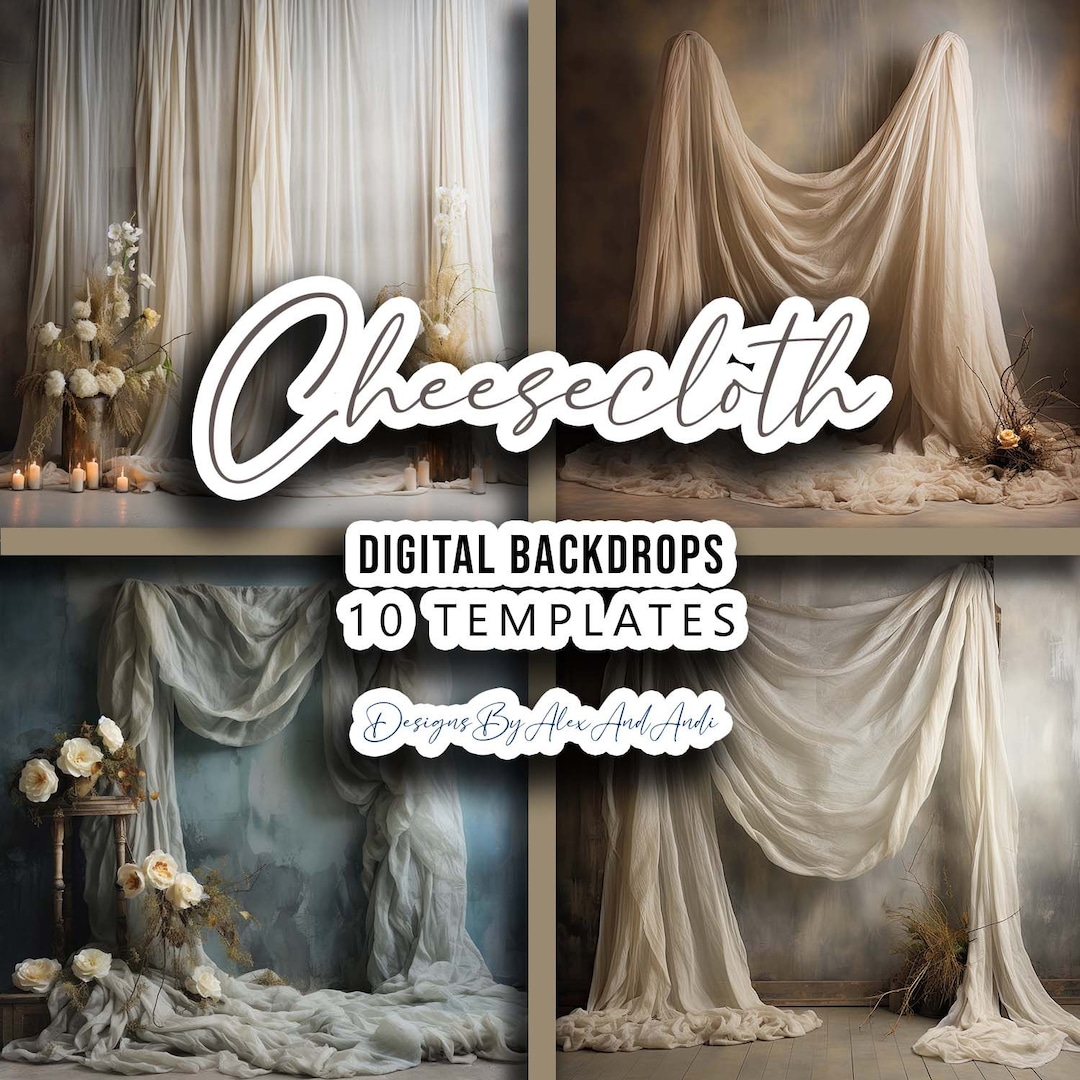 Cheesecloth Digital Backdrop Overlay Wedding Sweet 16 Background ...