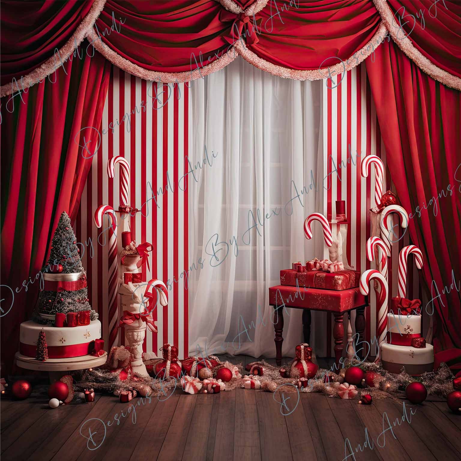 Candy Cane Studio Digital Backdrop Overlay Background Birthday Home ...