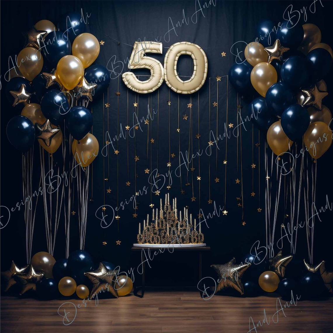 50th Birthday Digital Backdrop Overlay Background Event Photo Shoot ...