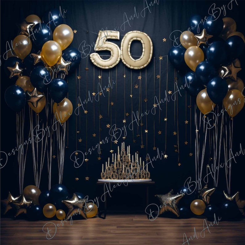 50th Birthday Digital Backdrop Overlay Background Event Photo Shoot ...