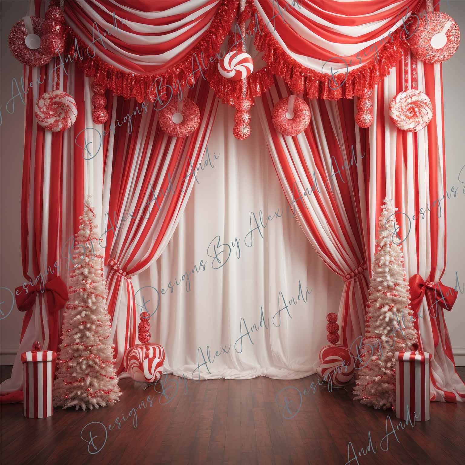 Candy Cane Digital Backdrop Overlay Background Birthday Home Photo ...