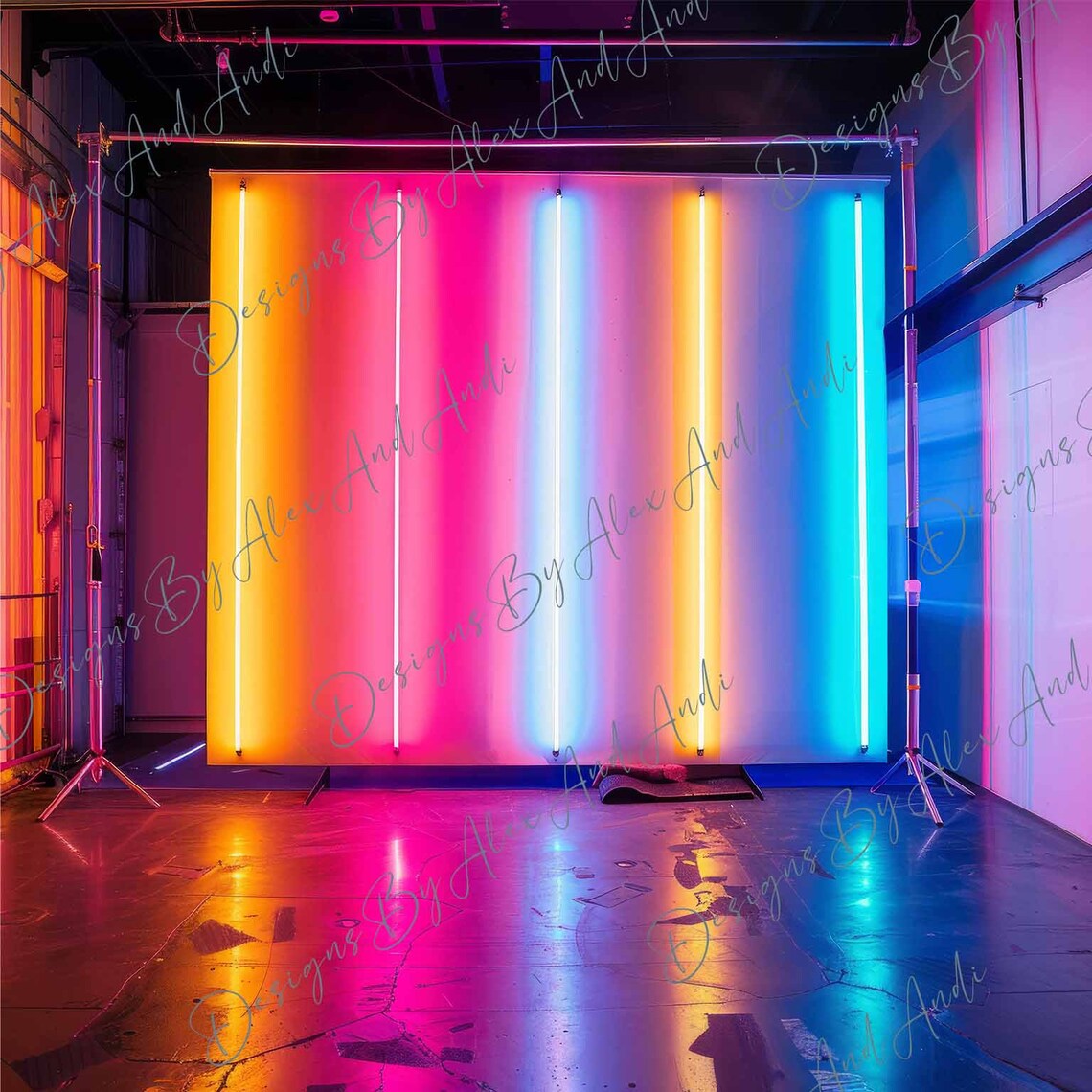 Neon Stage Digital Backdrop Party Back Ground Model Backdrop Booth ...