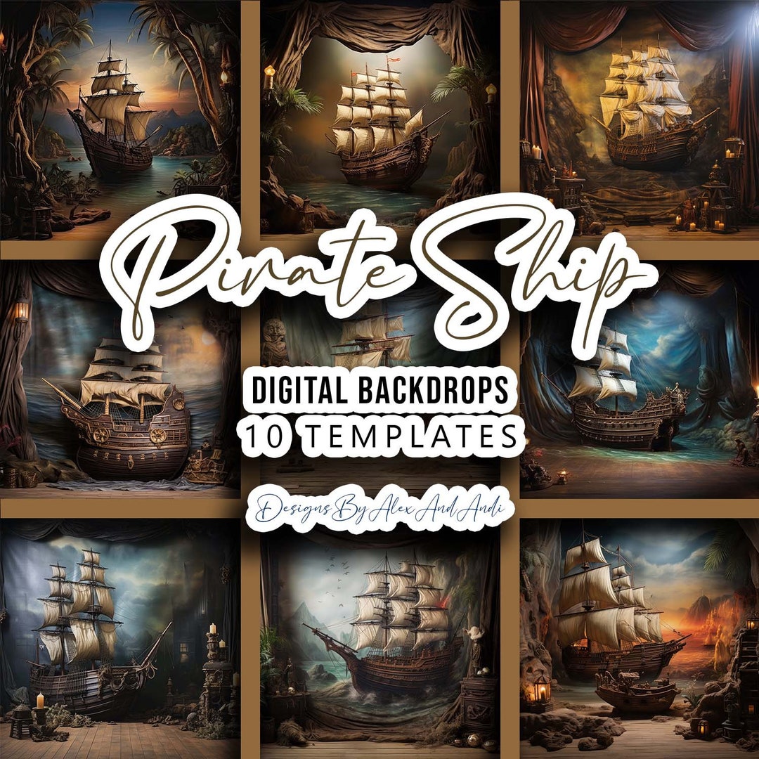 Pirate Ship Backdrop Background Digital Birthday Child Photo Shoot ...