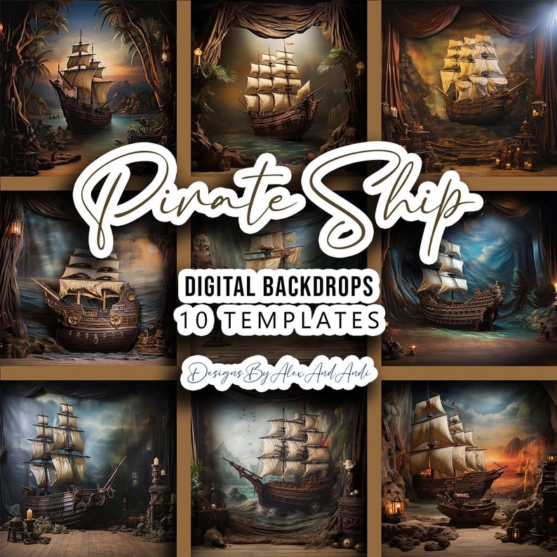 Pirate Ship Backdrop Background Digital Birthday Child Photo Shoot ...