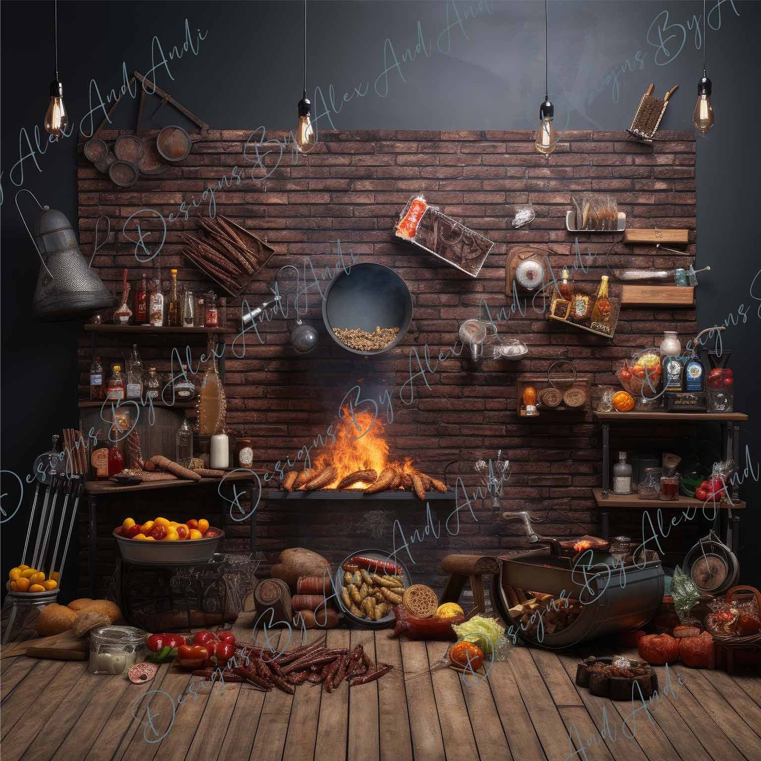 Barbeque Studio Backdrop Background Digital Birthday Child Photo Shoot ...