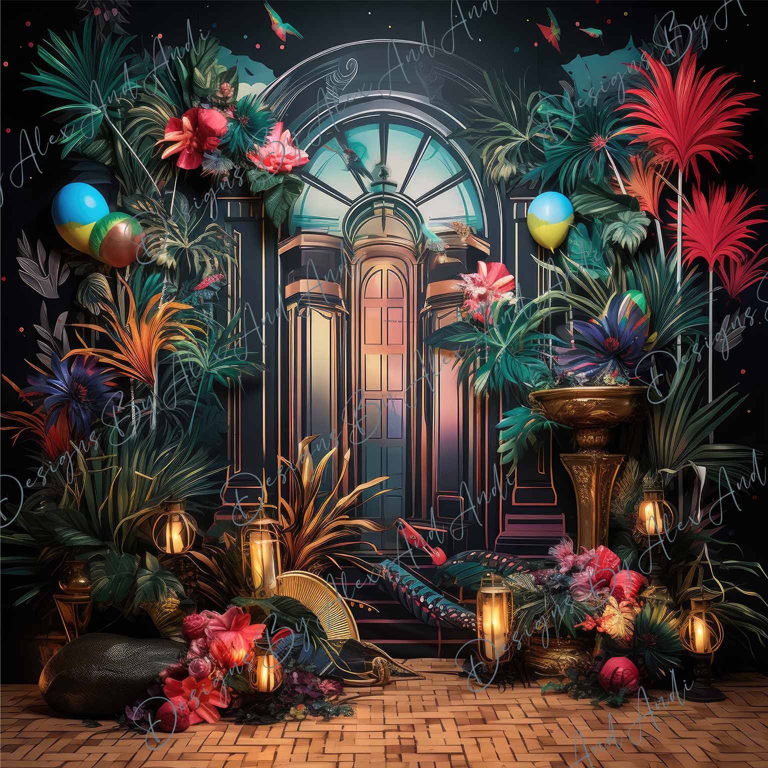 Tropical Party Digital Backdrop Background Birthday Child Photo Shoot ...