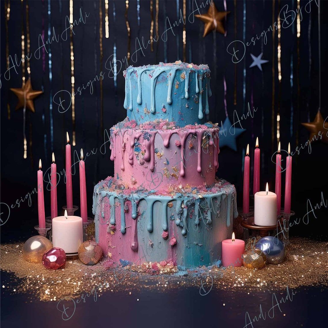 Birthday Cake Backdrop Background Digital Birthday Child Photo Shoot ...