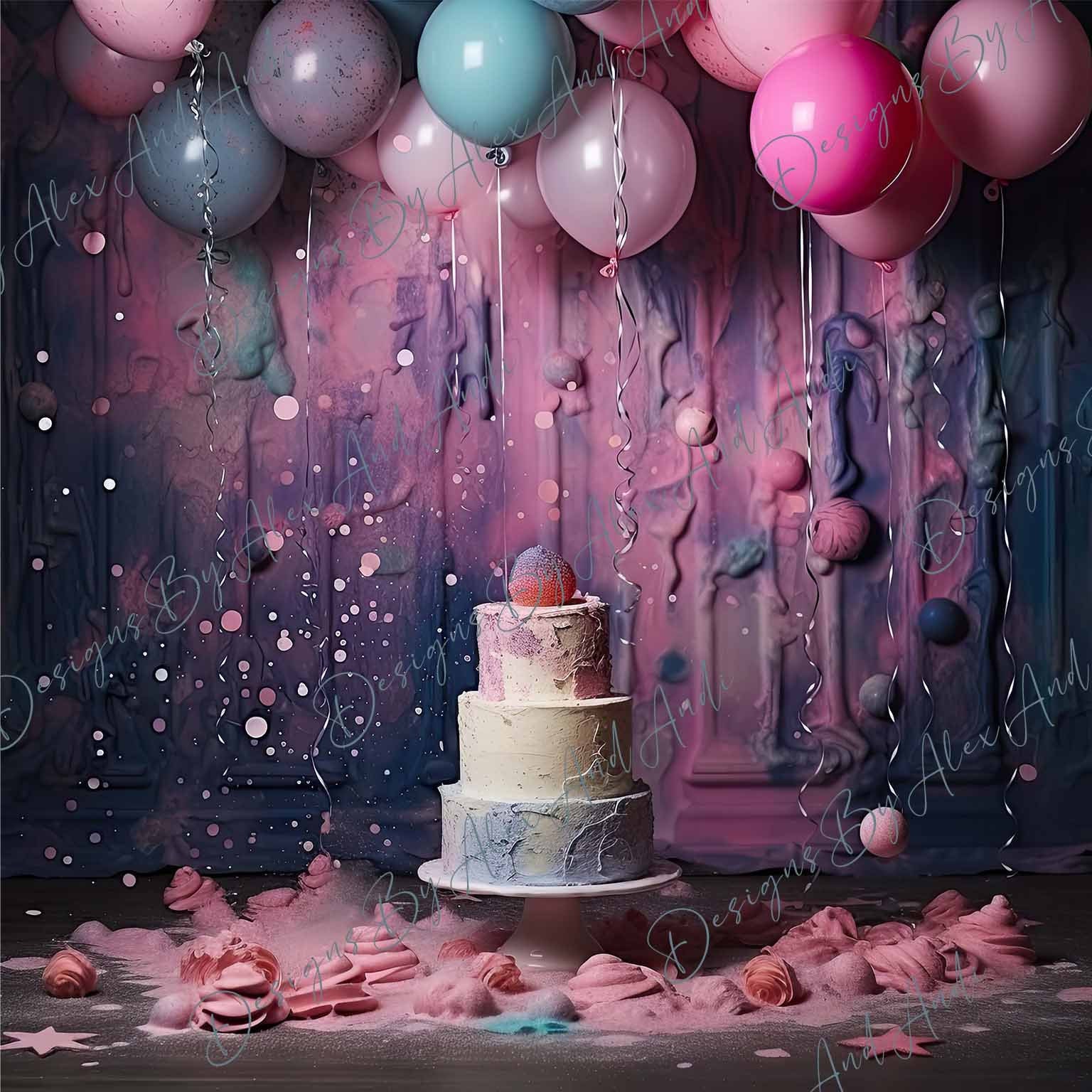 Birthday Cake Smash Studio Backdrop Parti Backdrop Background Digital ...