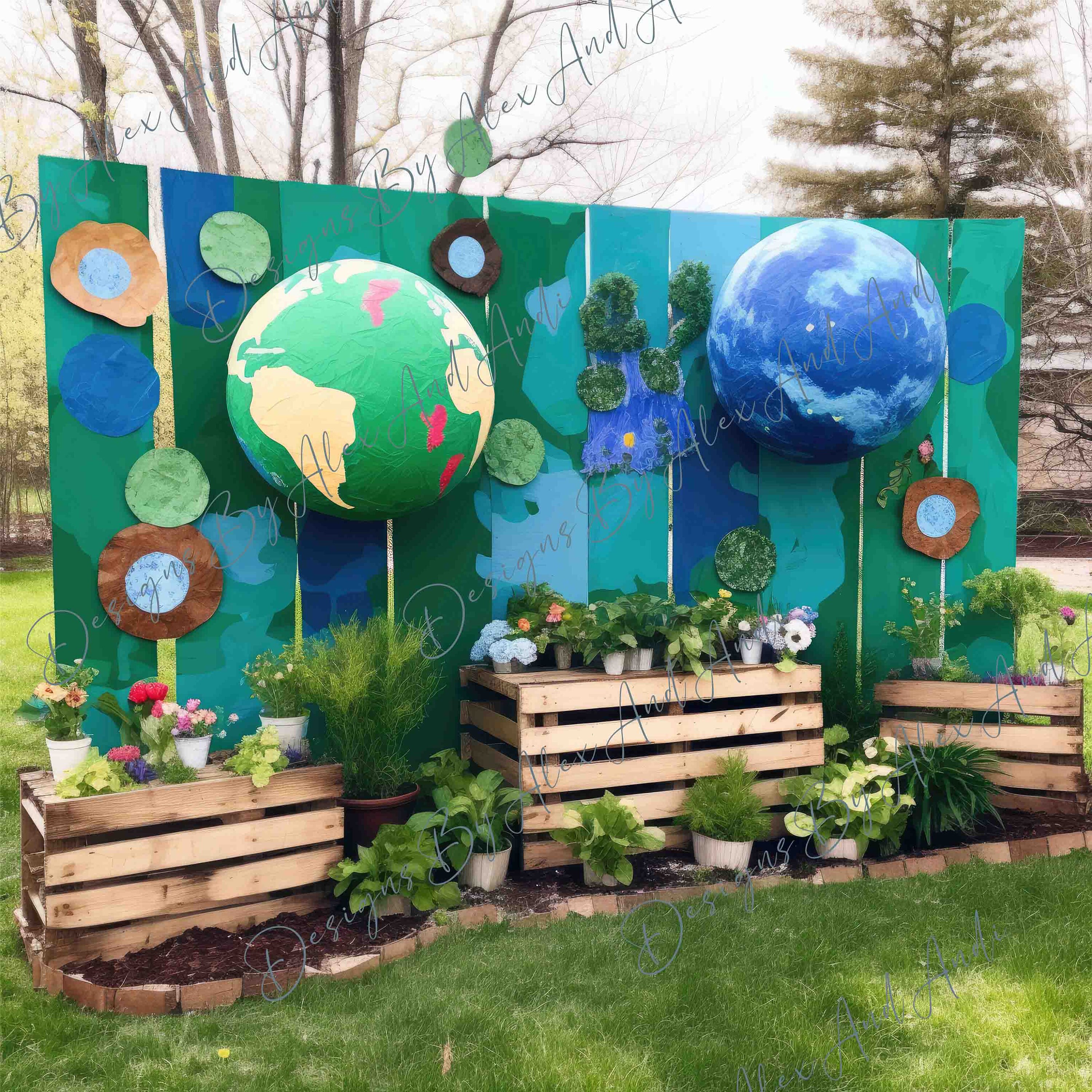 Earth Day Backdrop Background Digital Photo Shoot Studio Children ...