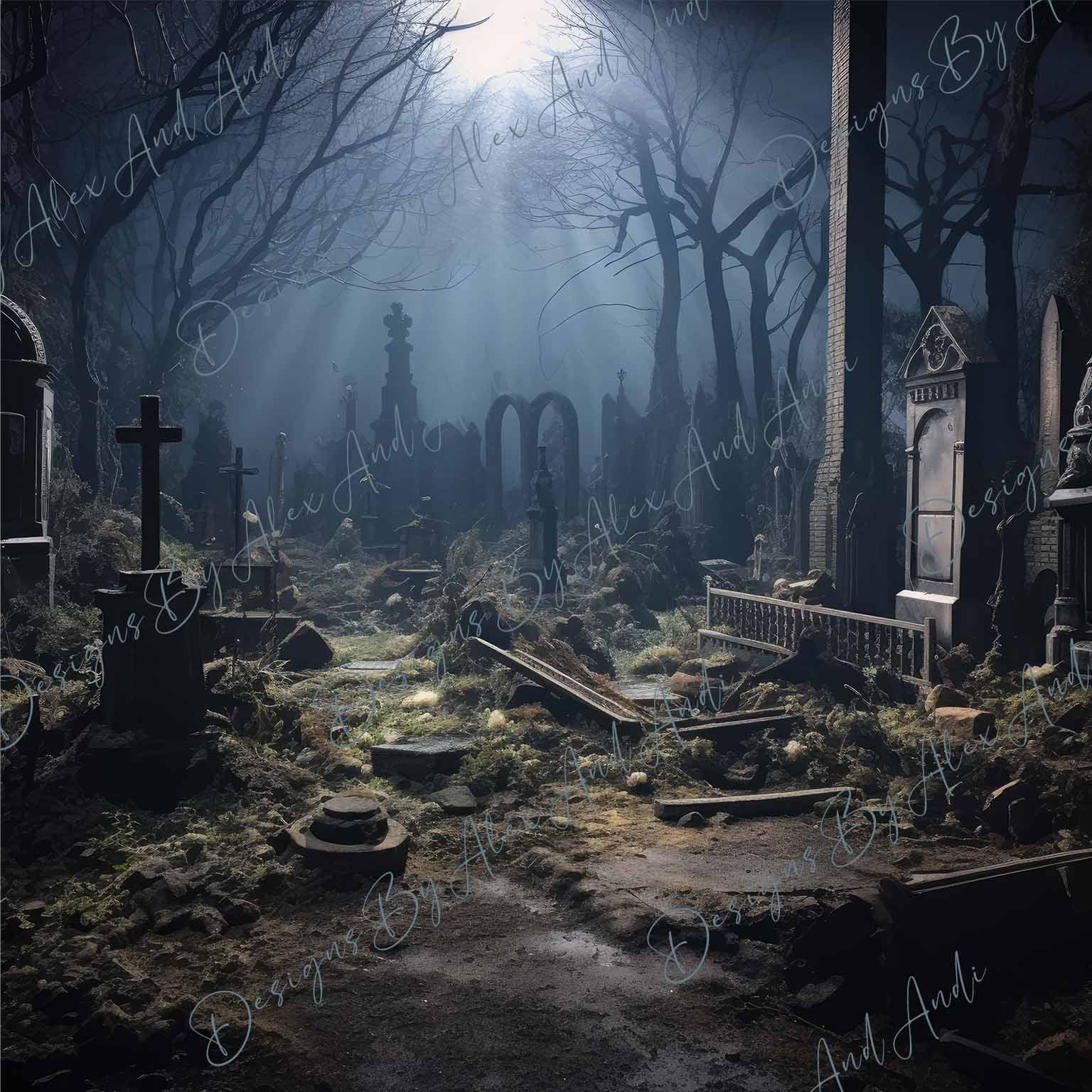Cemetery Digital Backdrop: Spooky Photo Shoot Backgrounds (10 JPG) - Etsy