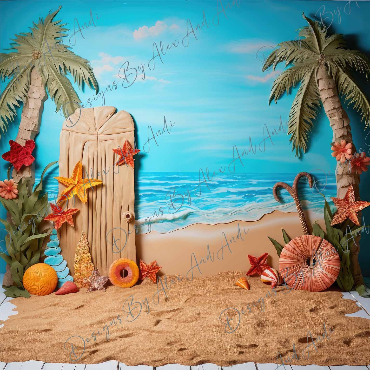 Sandy Beach Backdrop Background Digital Birthday Child Photo Shoot ...