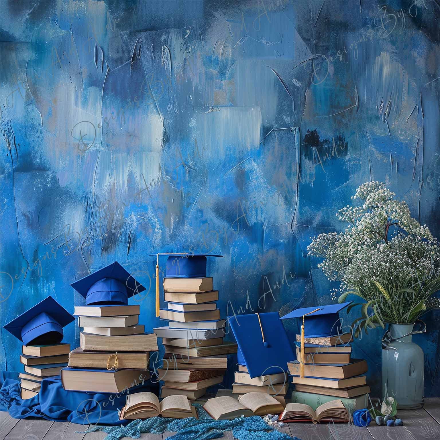 Blue Graduation Studio Photo Graduation Back Ground Ceremony Background ...