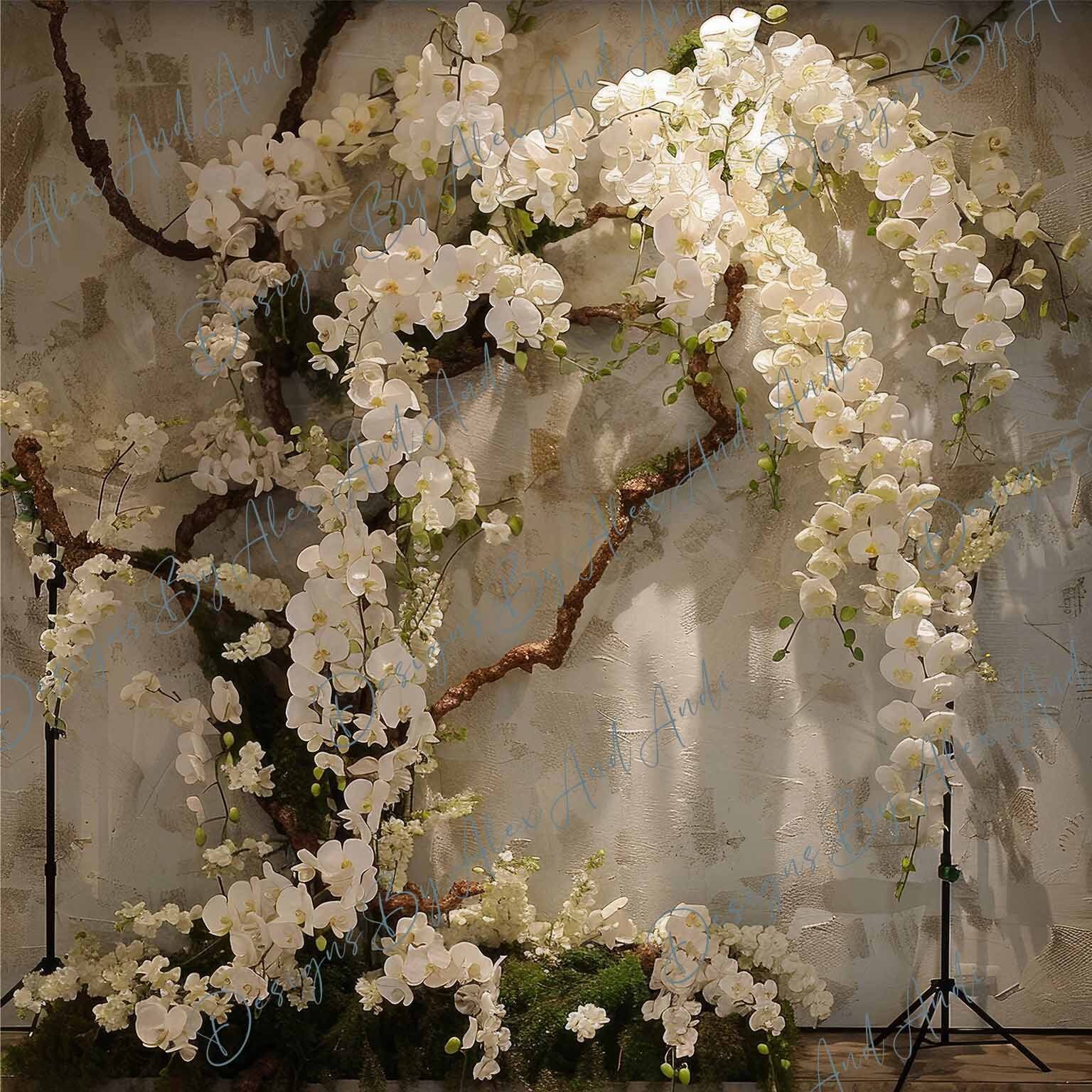 Orchid Tree Wedding Digital Background Backdrop Overlay Wedding Bridal ...