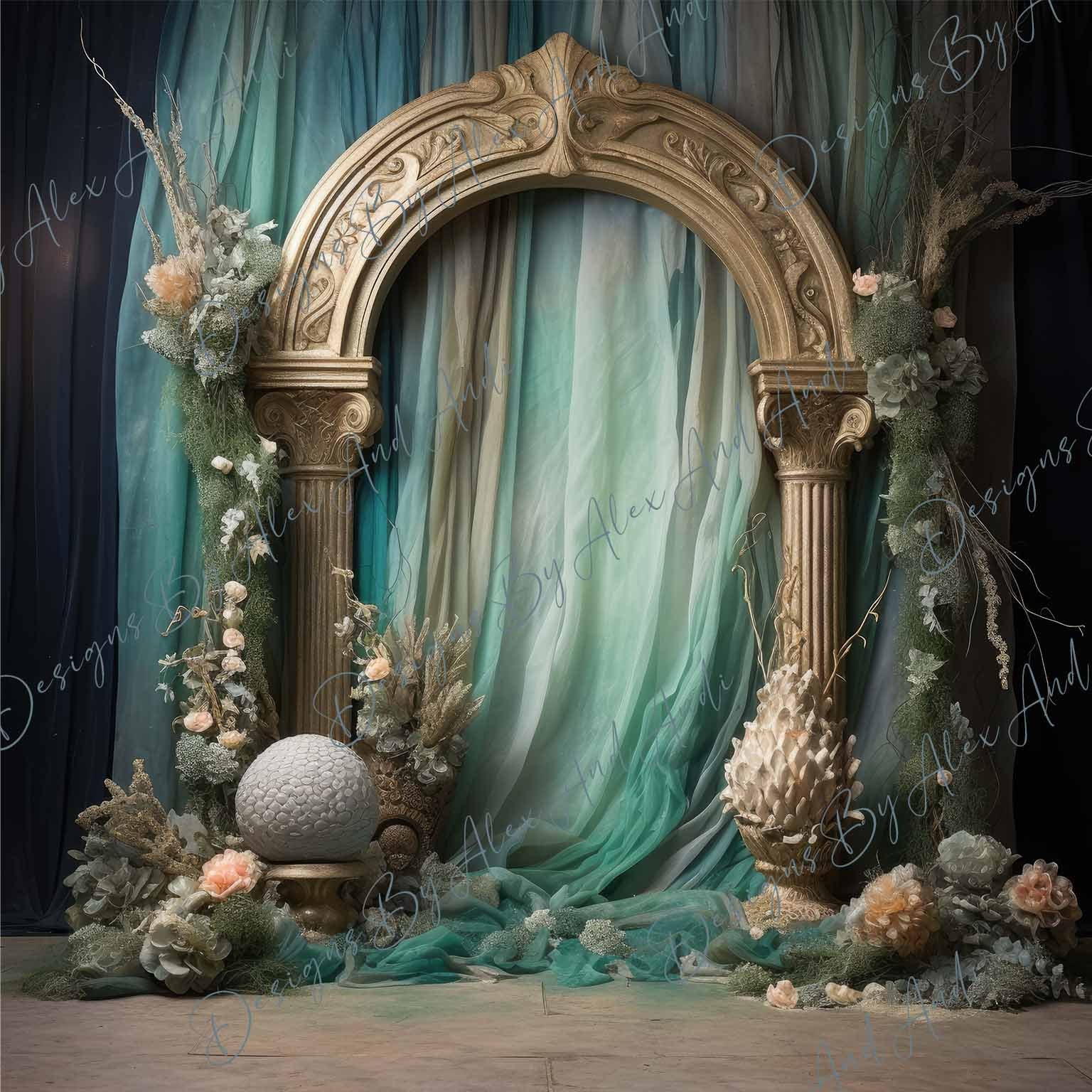 Mermaid Digital Backdrop Overlay Background Wedding Birthday Child ...