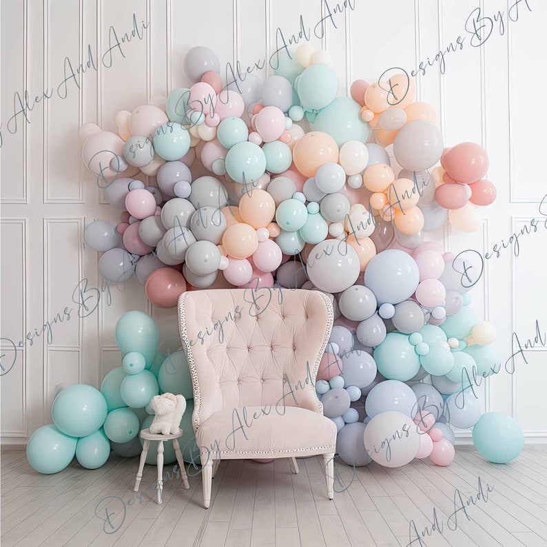 Pastel Balloon Backdrop Background Digital Photo Shoot Studio Picture ...