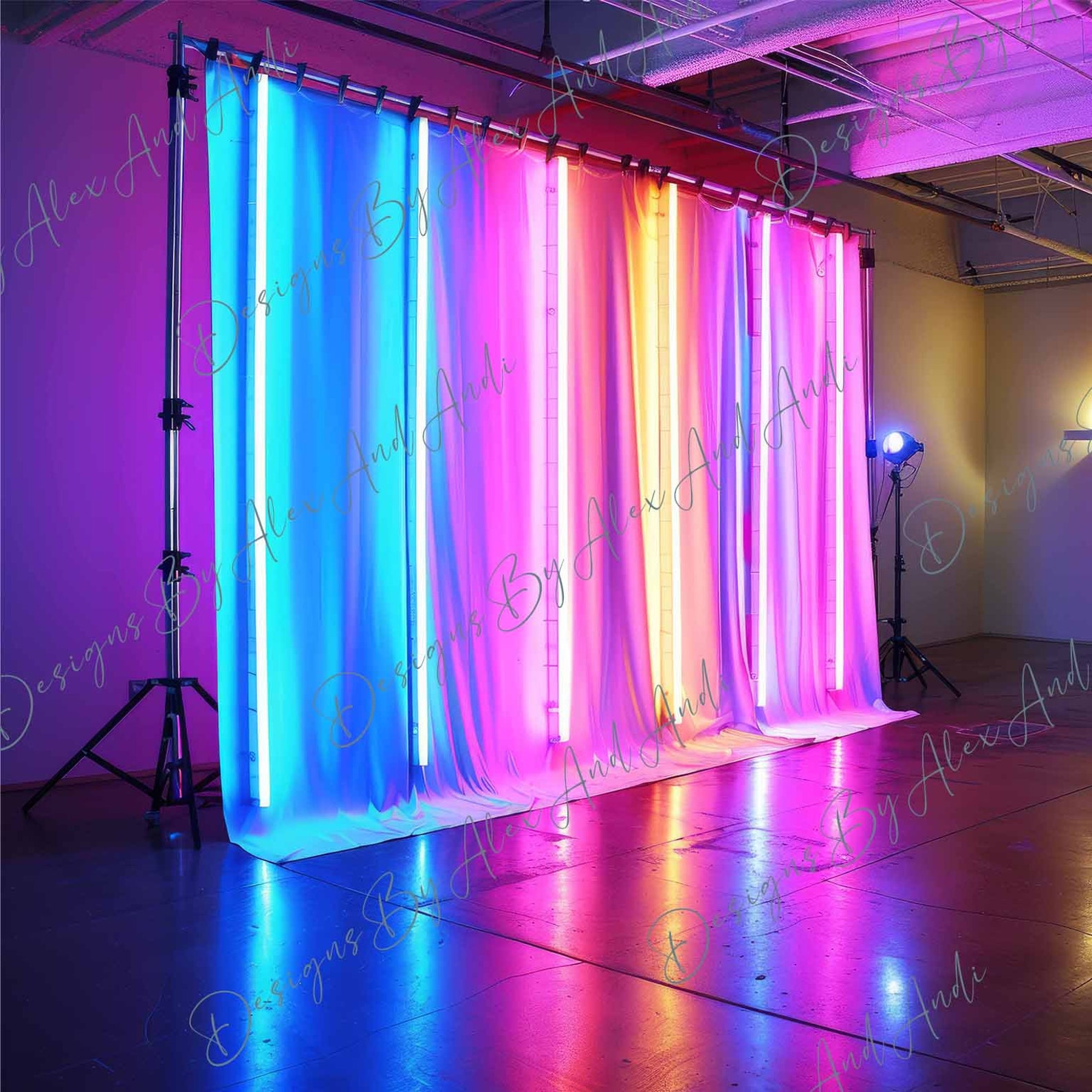Disco Neon Digital Backdrop Groovy Overlay Dance Photo Shoot Picture ...