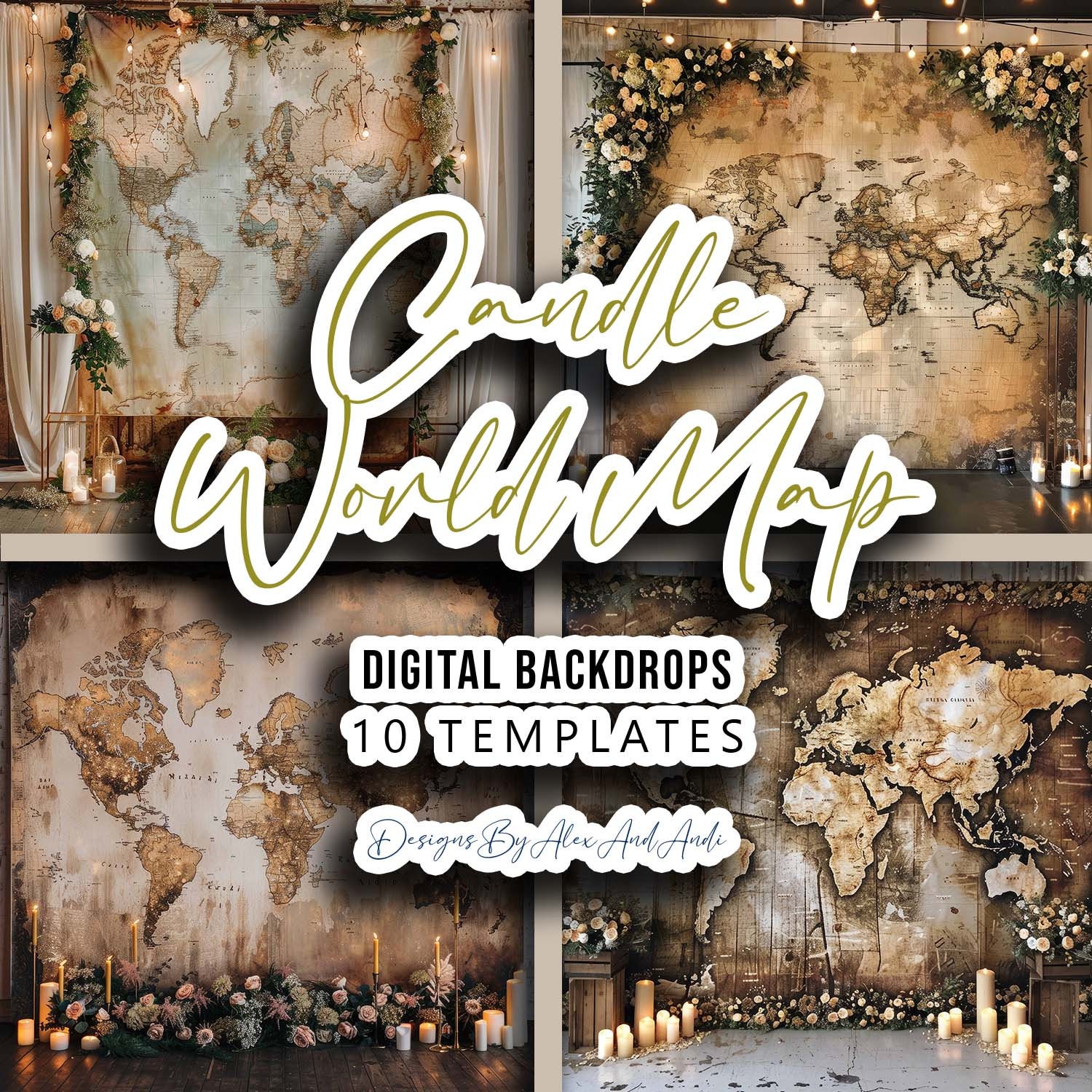 Candle World Map Digital Backdrop Overlay Background Photo Wedding ...