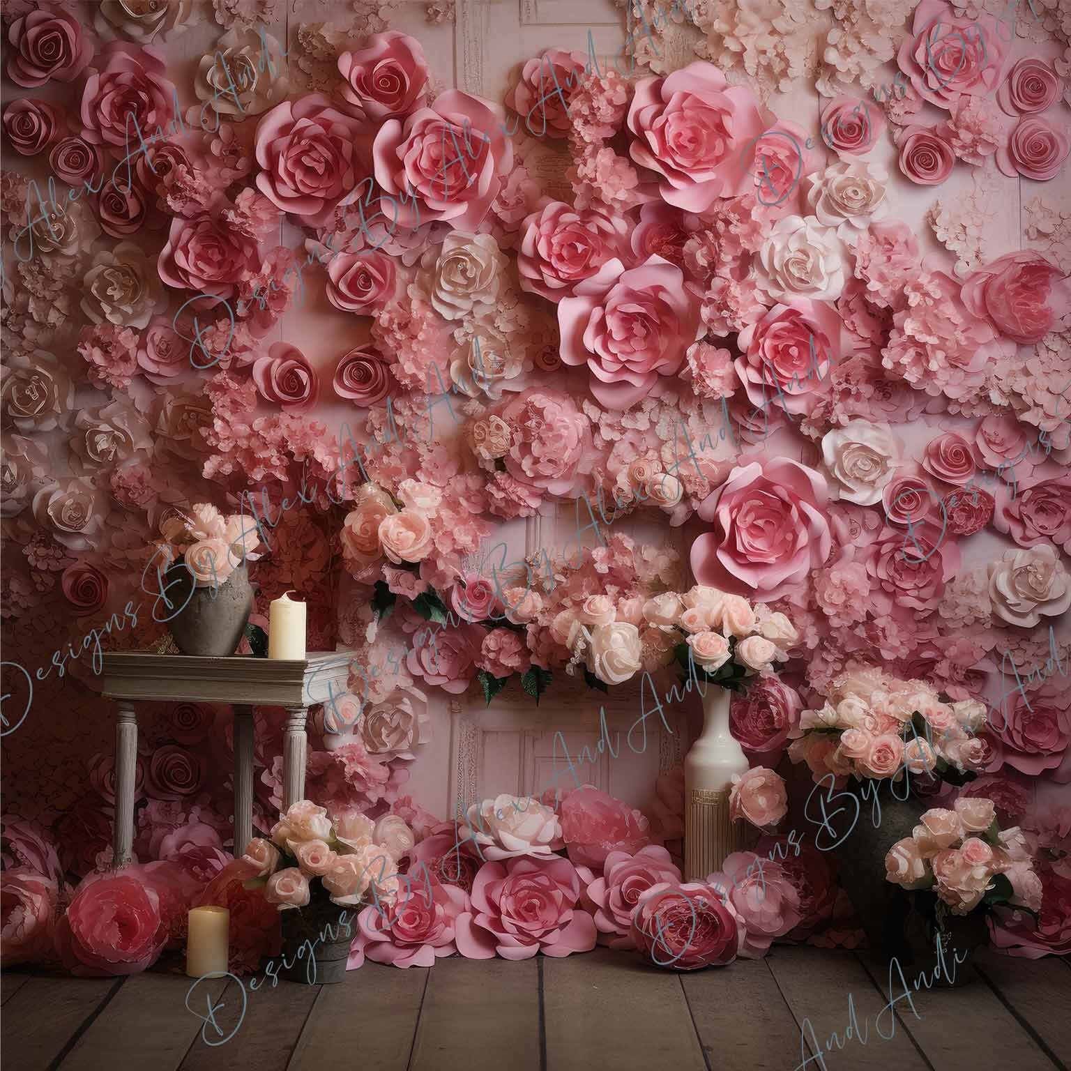 Rose Wall Backdrop Background Digital Birthday Child Photo Shoot ...