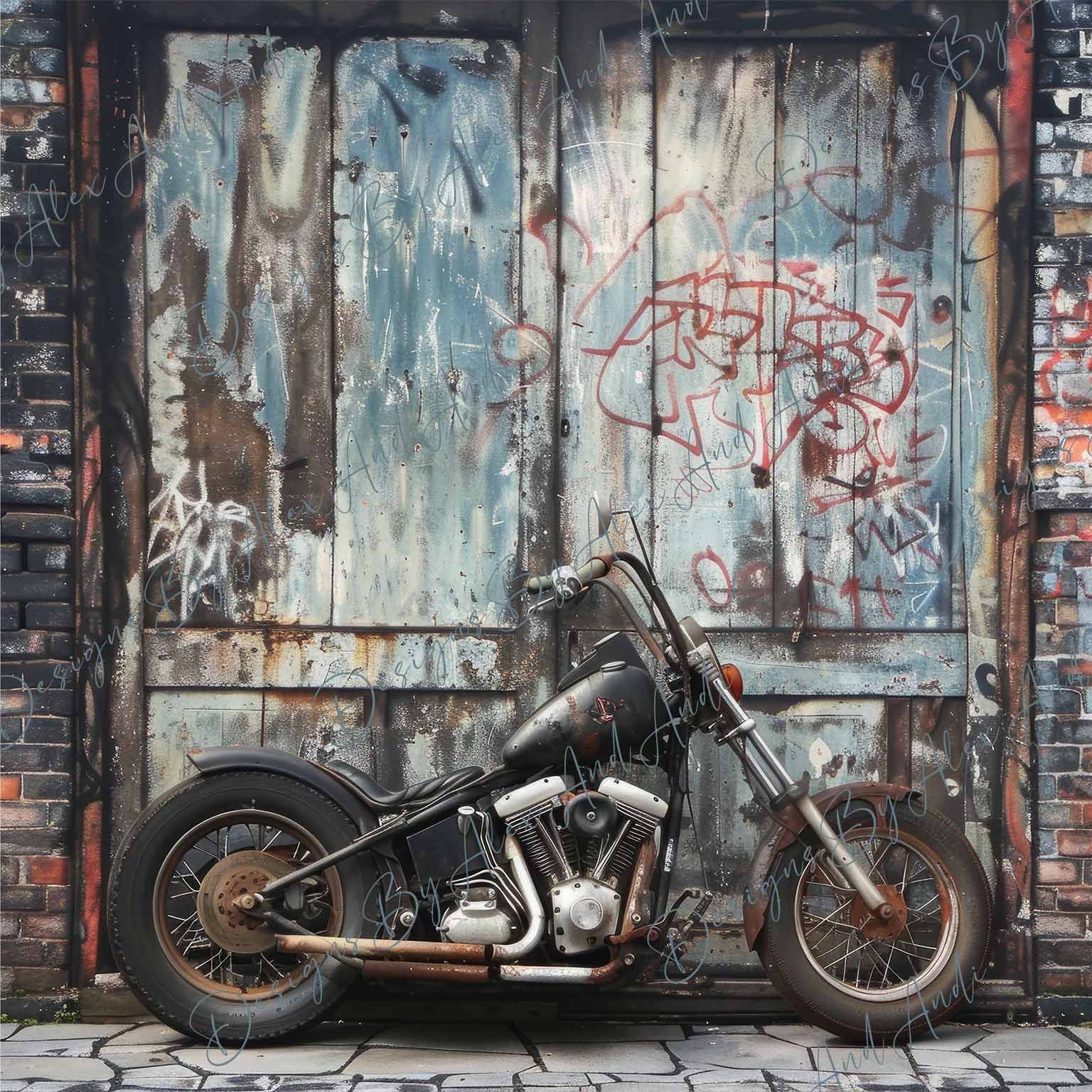 Rustic Motorcycle Digital Overlay Backdrop Background Party Wedding ...