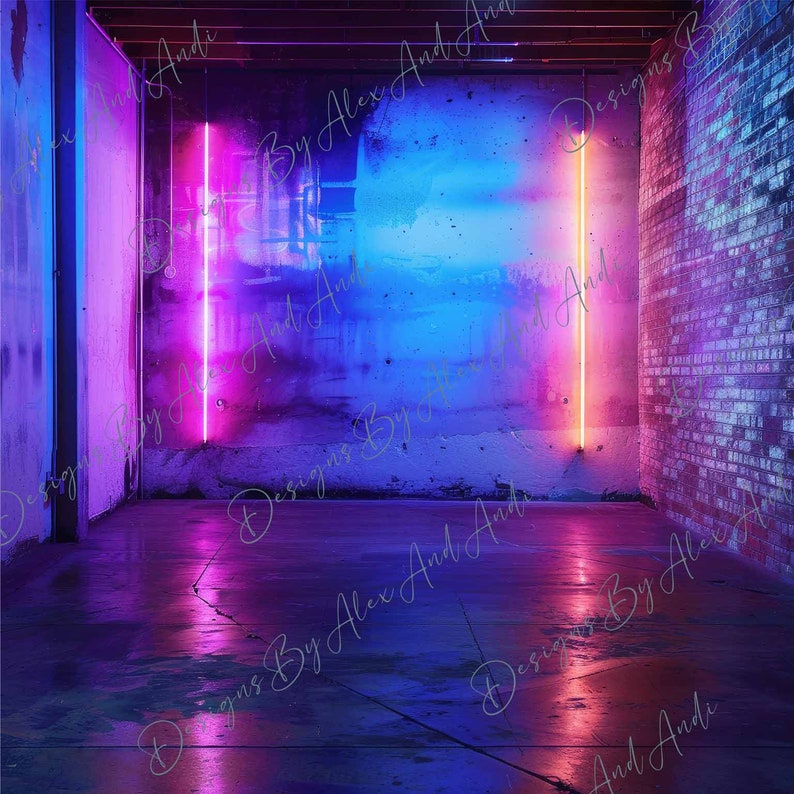 Neon Stage Digital Backdrop Party Back Ground Model Backdrop Booth ...
