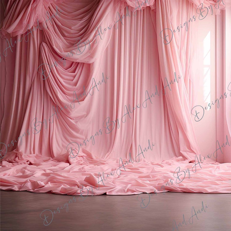 Light Pink Curtain Digital Backdrop Overlay Background Wedding Child ...
