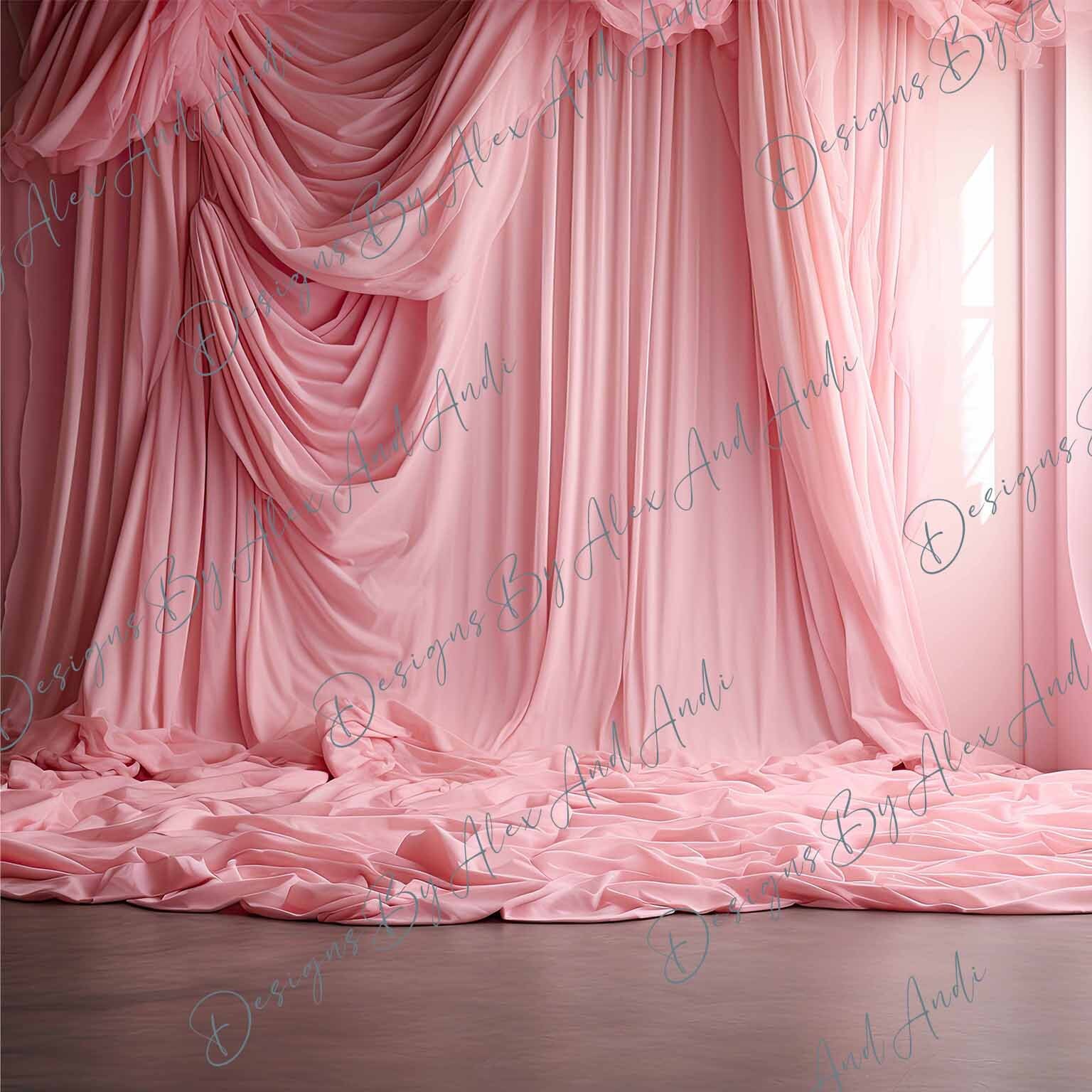 Light Pink Curtain Digital Backdrop Overlay Background Wedding Child ...