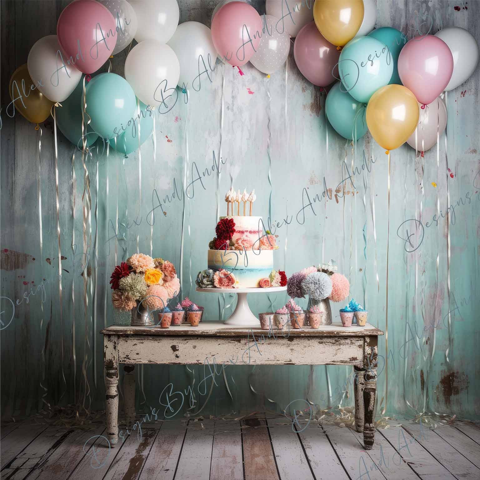 Birthday Cake Backdrop Background Digital Birthday Child Photo Shoot ...