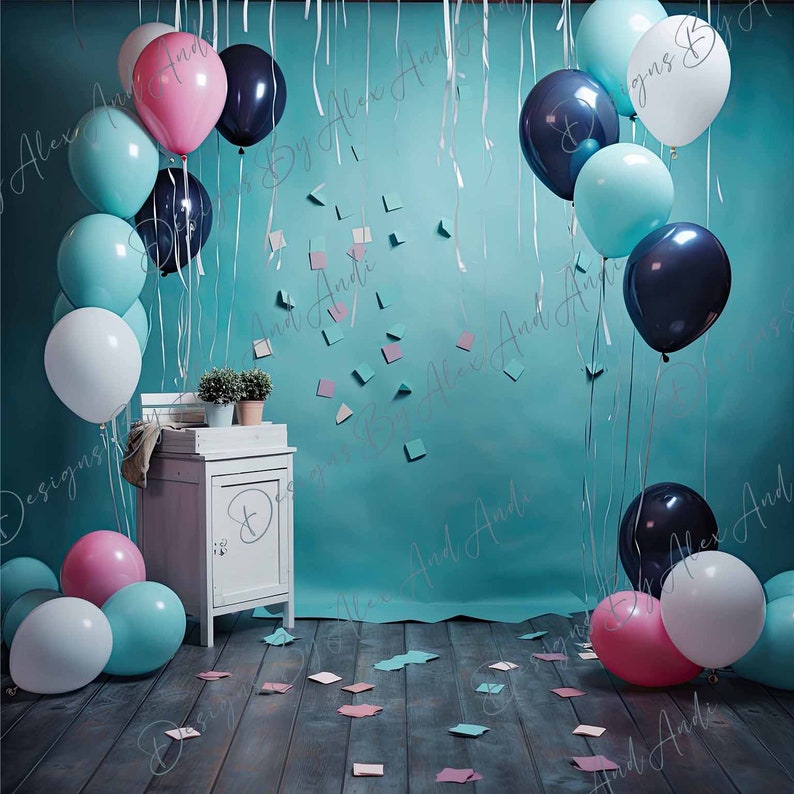 Boy Reveal Gender Digital Backdrop Overlay Background Birthday Home ...